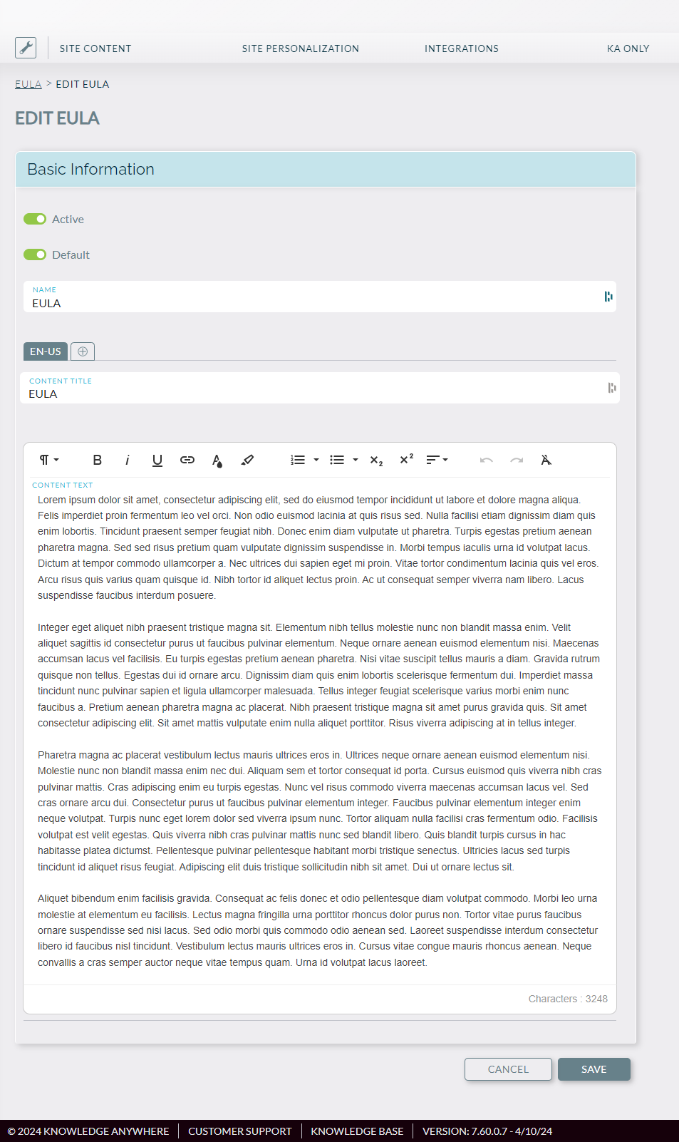 FAQ, EULA ,and Support Pages